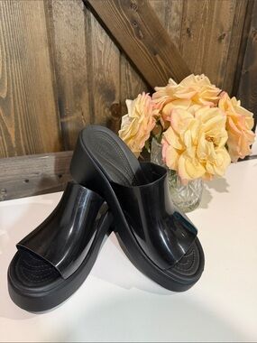 CROCS | Shoes | Crocs Black Platform Slide Mules | Poshmark